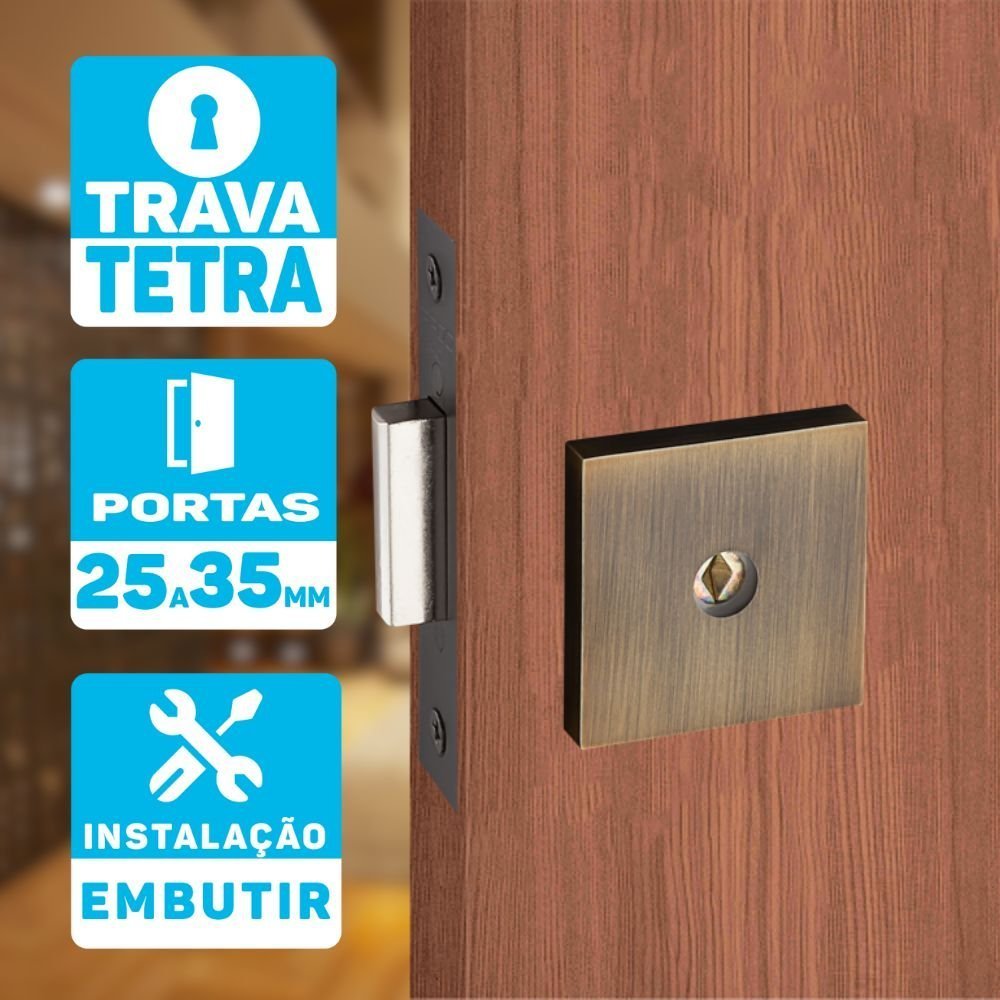 Kit 2 Trava Tetra Fechadura Auxiliar Bronze Pado Mesma Chave Trava Zm ...
