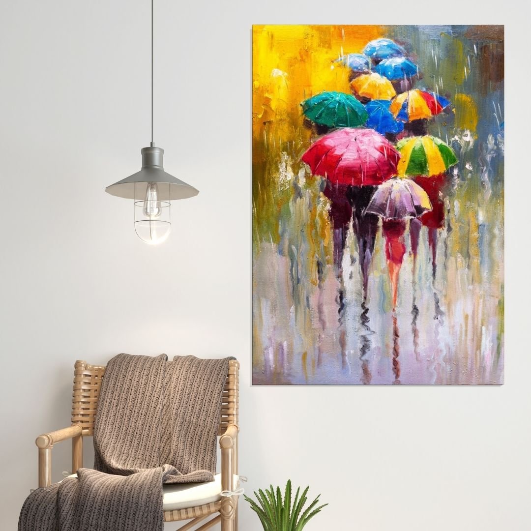 Quadro Decorativo - Abstrato Guarda Chuvas Coloridos - 100x70cm ...
