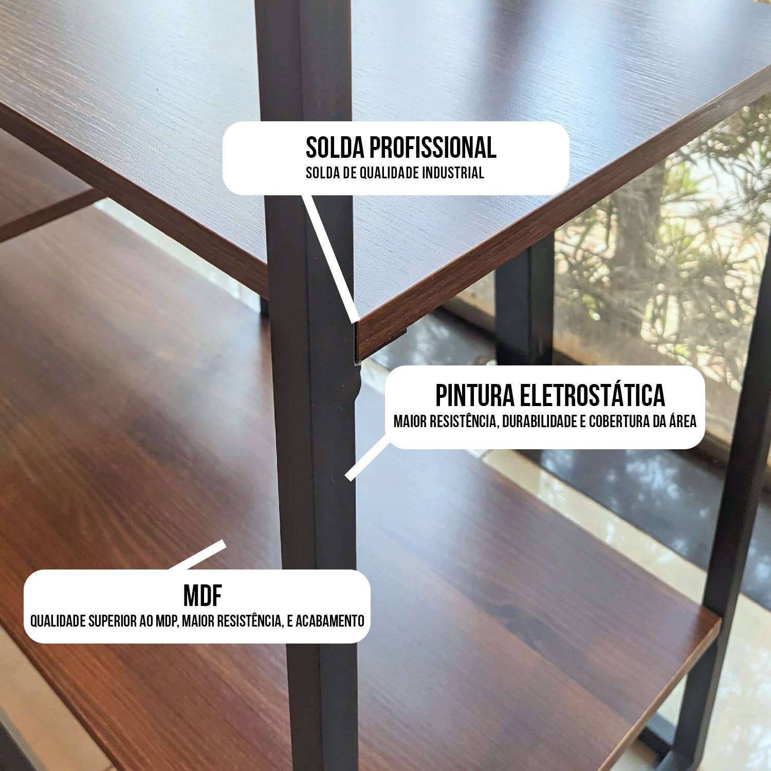 Estante Moderna Estilo Industrial Home Office Atmosphere 200x40x250 Cor ...
