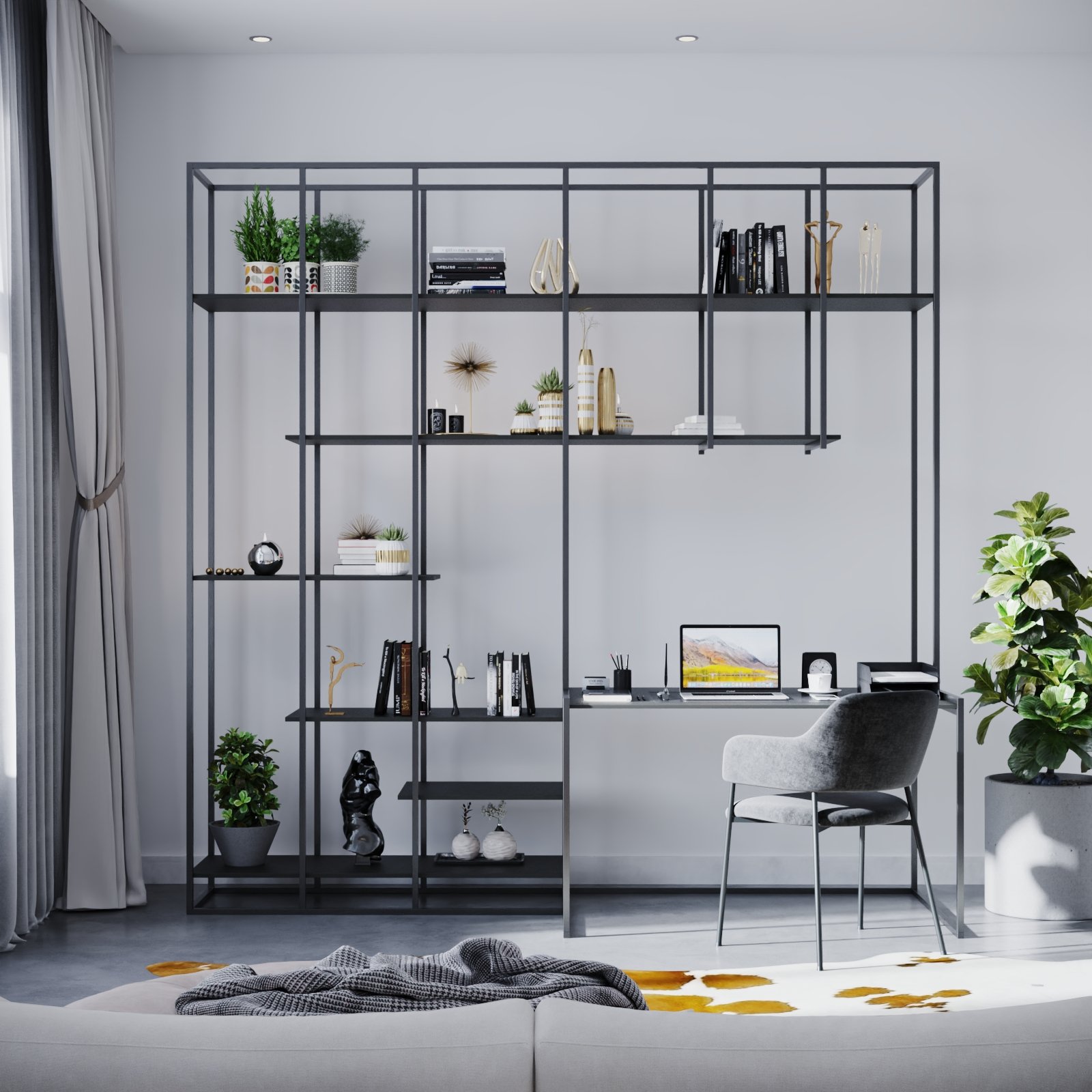 Estante Moderna Estilo Industrial Home Office Atmosphere 200x40x250 Cor ...