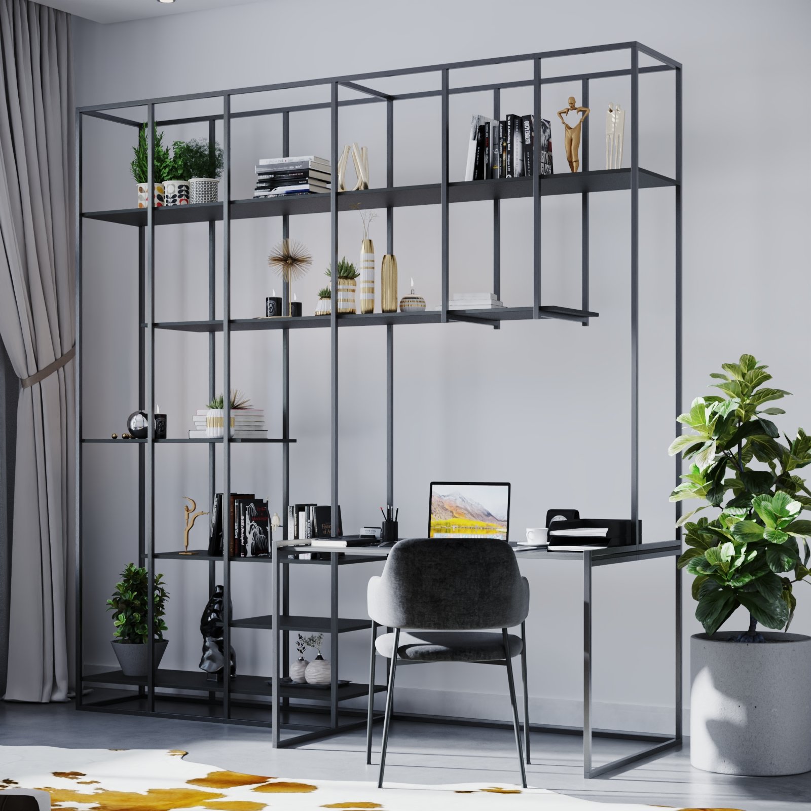 Estante Moderna Estilo Industrial Home Office Atmosphere 250x40x250 Cor ...