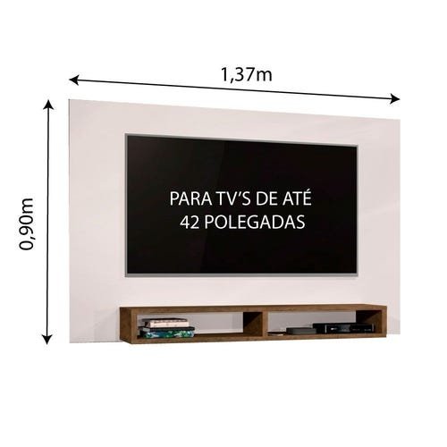 Painel para TV até 42 Polegadas Manhattan - Off White/Madeira Jequtiba ...