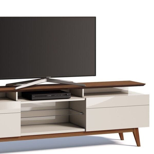 Rack Classic 218cm 2 Gavetas com Prateleira Off White/Freijó - Imcal | MadeiraMadeira