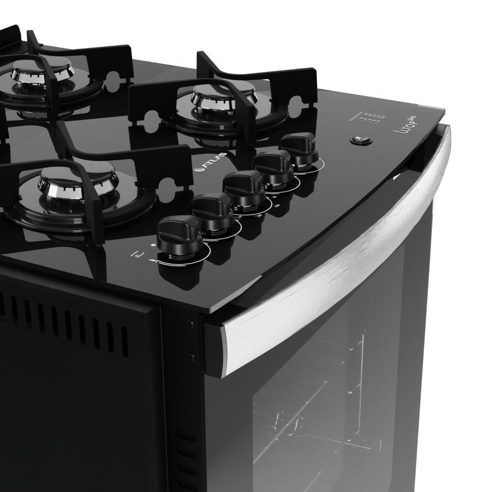 Fogão De Embutir 4 Bocas Preto Mesa De Vidro Atlas Bivolt | MadeiraMadeira