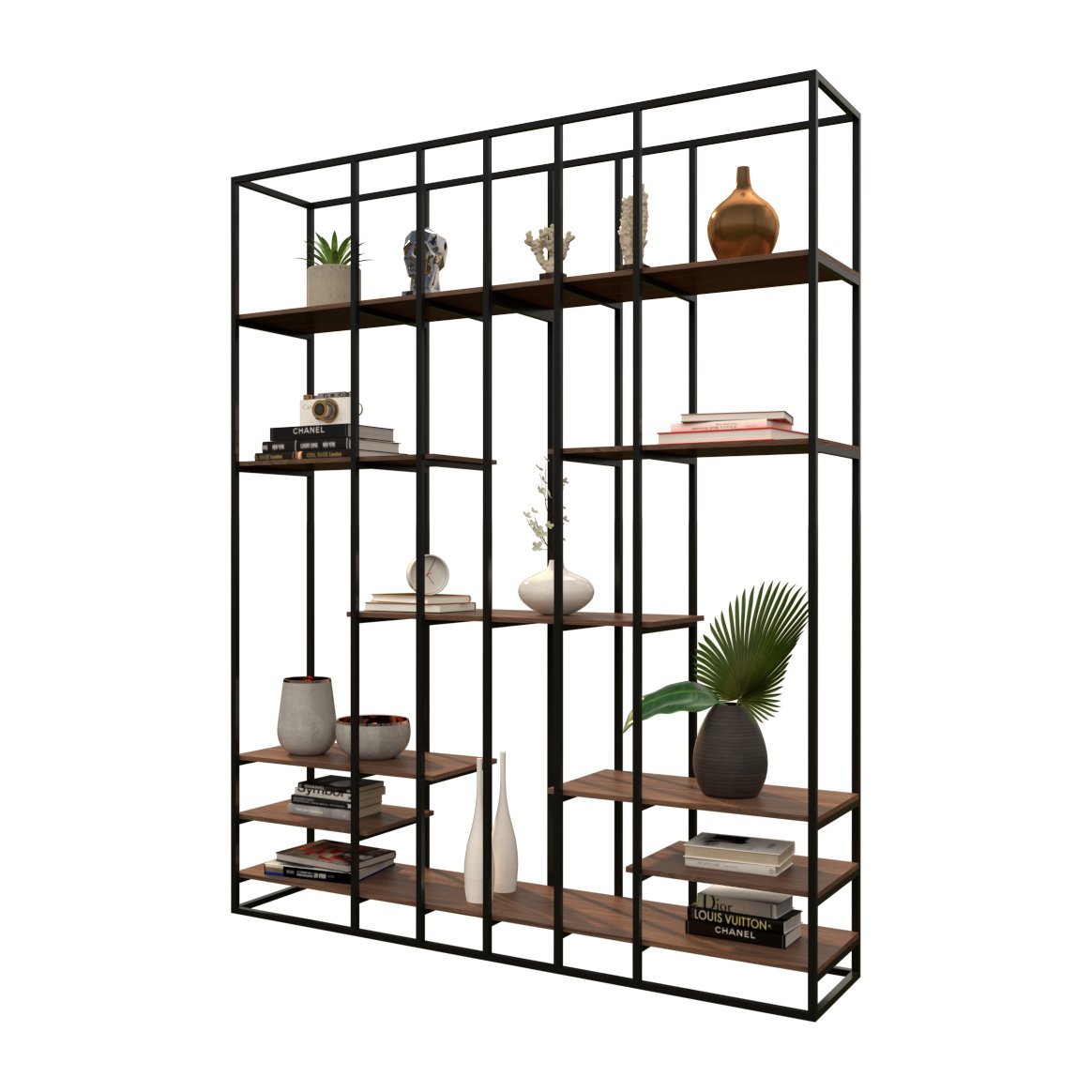 Estante Moderna Estilo Industrial Library 200x40x250 Cor mdf Castanho ...
