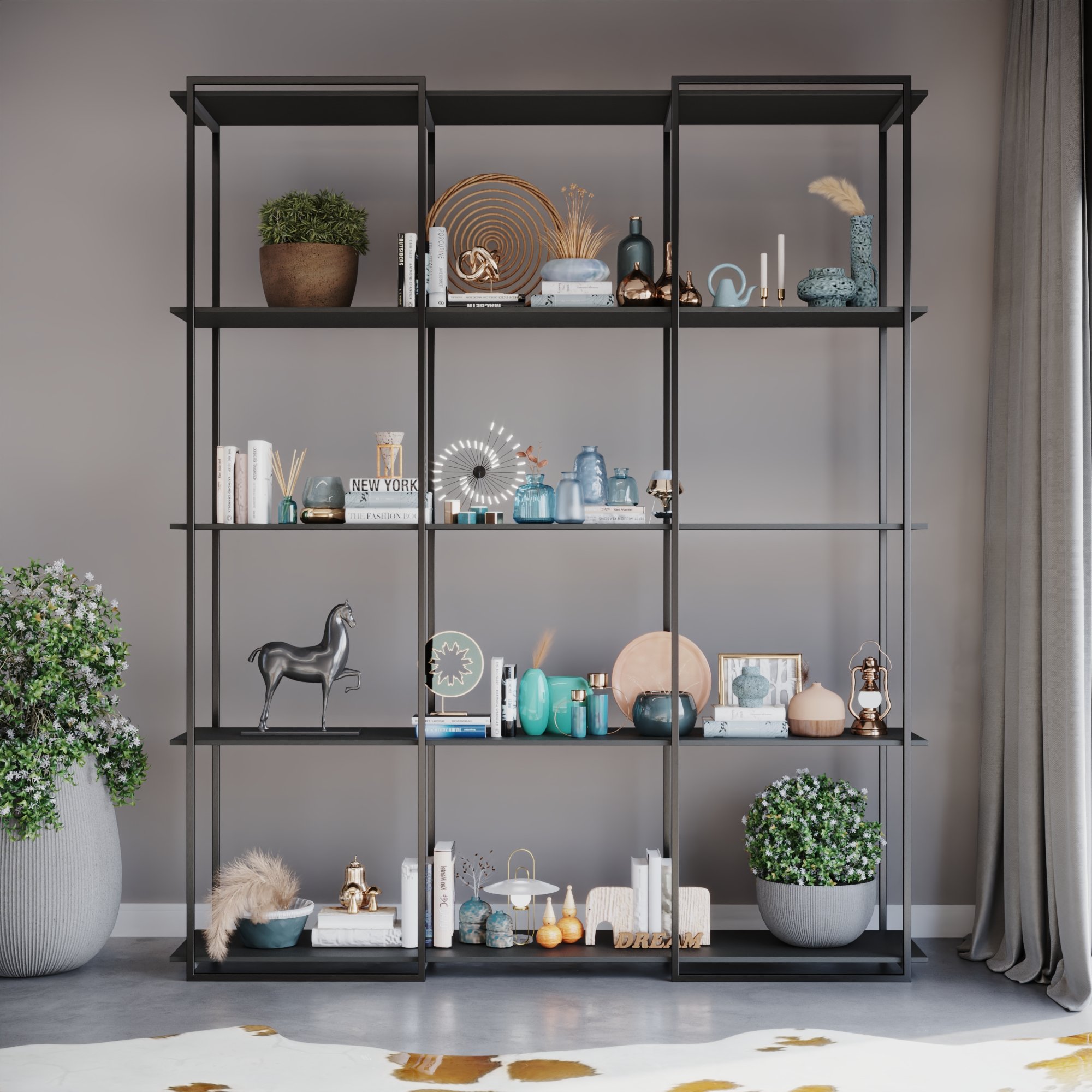 Estante Moderna Estilo Industrial Evidence 200x40x200 Cor mdf Preto ...