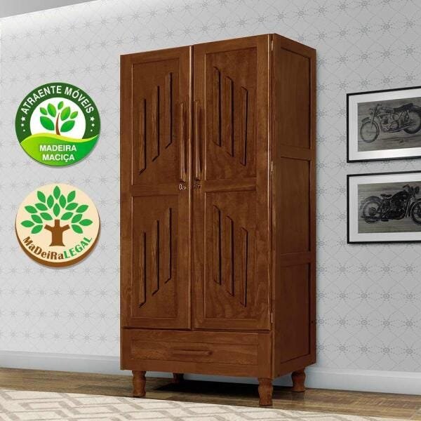 Guarda-Roupa Multiuso Madeira Maciça Flex Atraente Milão Castanho ...