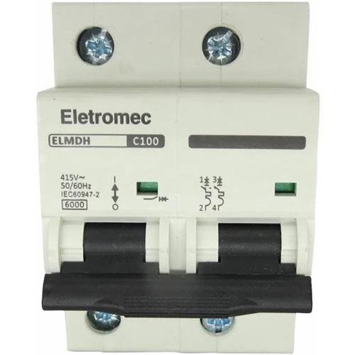 Disjuntor Bipolar 100a Curva C 6ka 415v Eletromec | MadeiraMadeira
