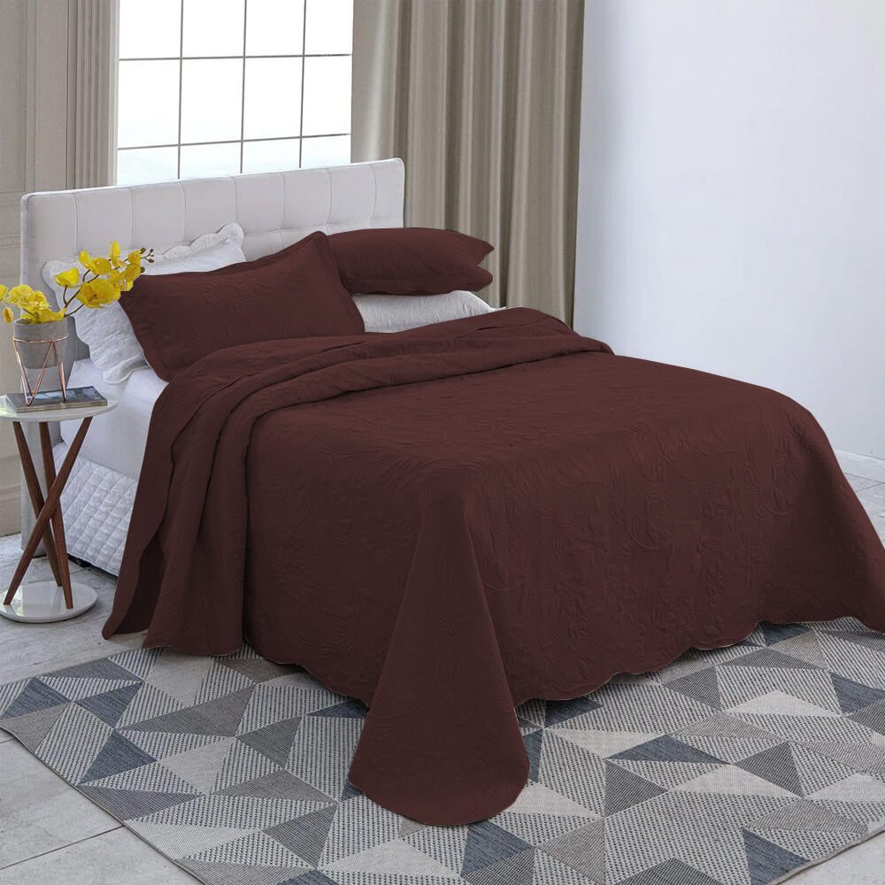 Kit Colcha / Cobre leito King Ultrasonic 3D - Jolitex Vinho ...