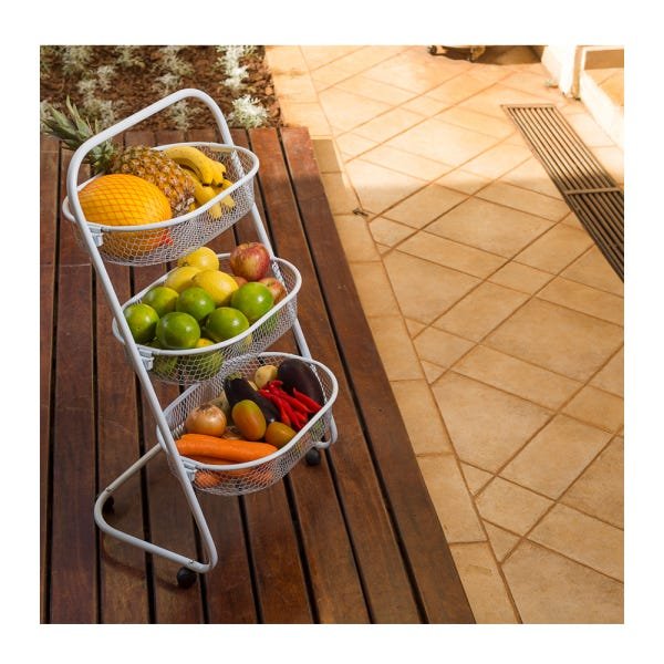 Multiuso Fruteira Organizadora com 3 Cestos - Branco | MadeiraMadeira