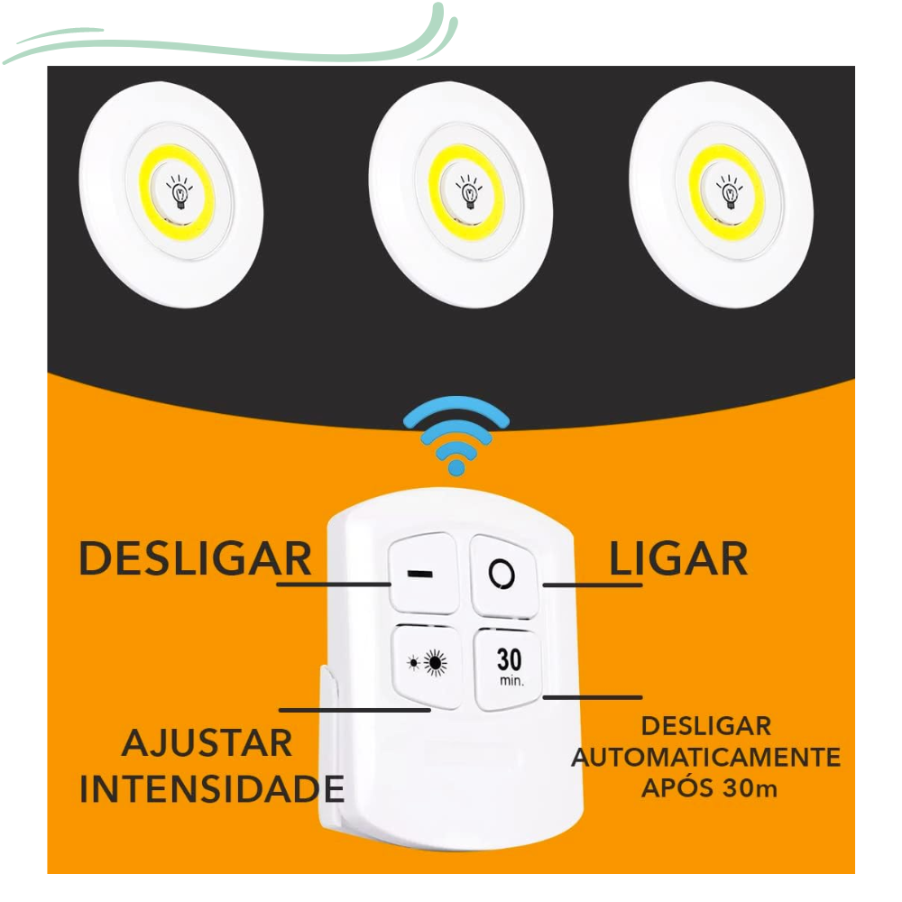 Kit 3 Lampadas Luminaria Led Sem Fio Spot Remoto 15w | MadeiraMadeira