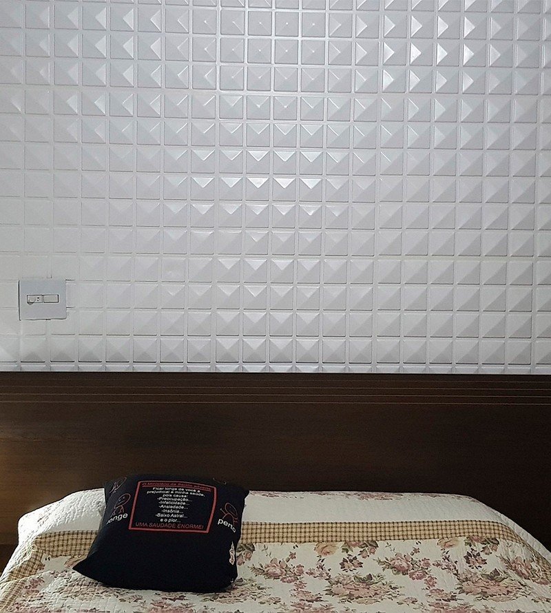 Kit 4 Placas Revestimento de Parede PVC 3d Alto Relevo Piramide Branco ...