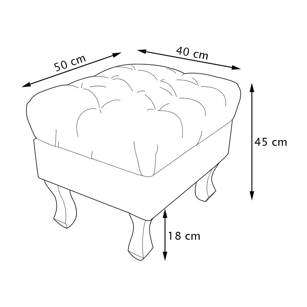 Puff Retangular Retrô 50 cm com Capitonê Luiz XV Suede Cinza | MadeiraMadeira