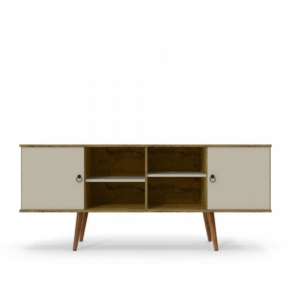 Rack Para Tv 2 Portas Sala De Estar Retro Estrela Nature/Off White ...