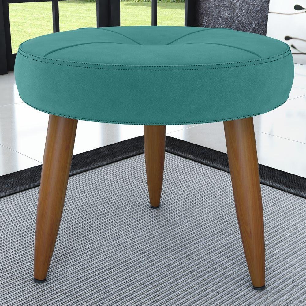Puff Redondo para Sala Miami Veludo Verde Menta | MadeiraMadeira