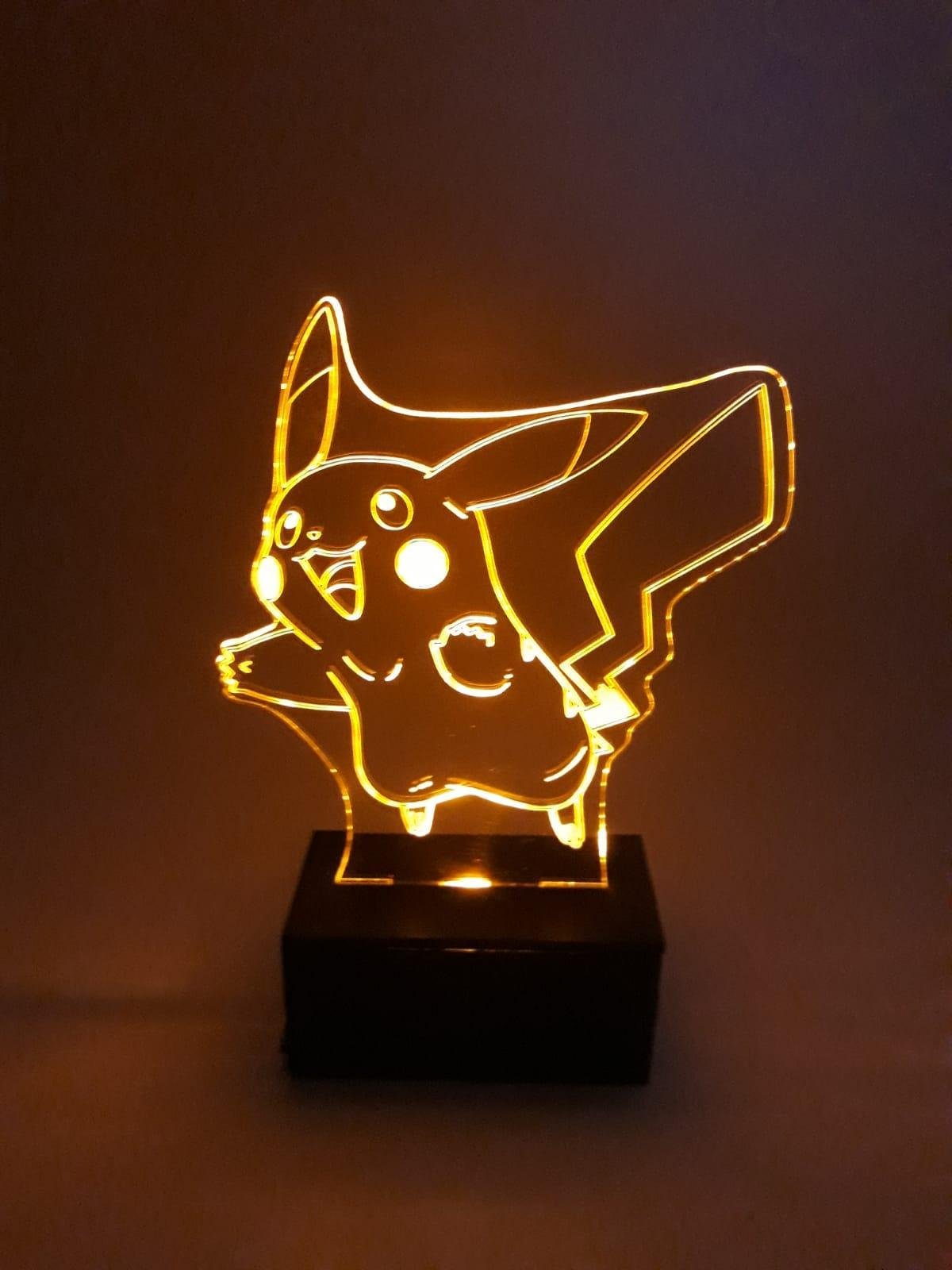 Luminária Abajur Led Pikachu Personalizada | MadeiraMadeira