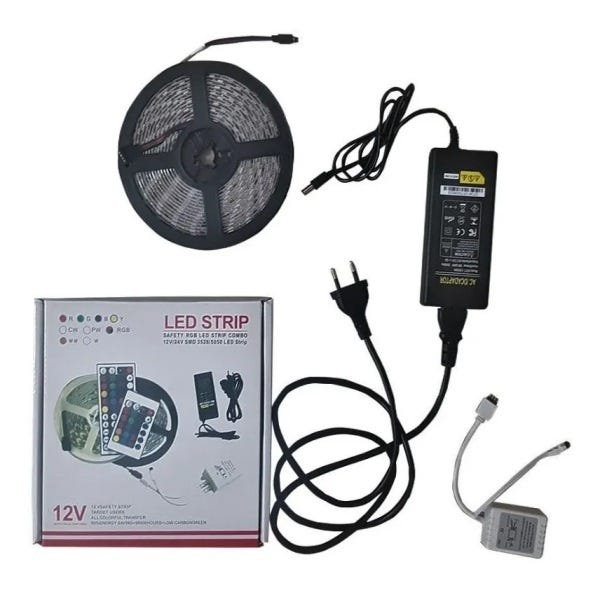 Fita Led Colorida 5mts 16 Cores Com Adaptador 5a E Controle ...