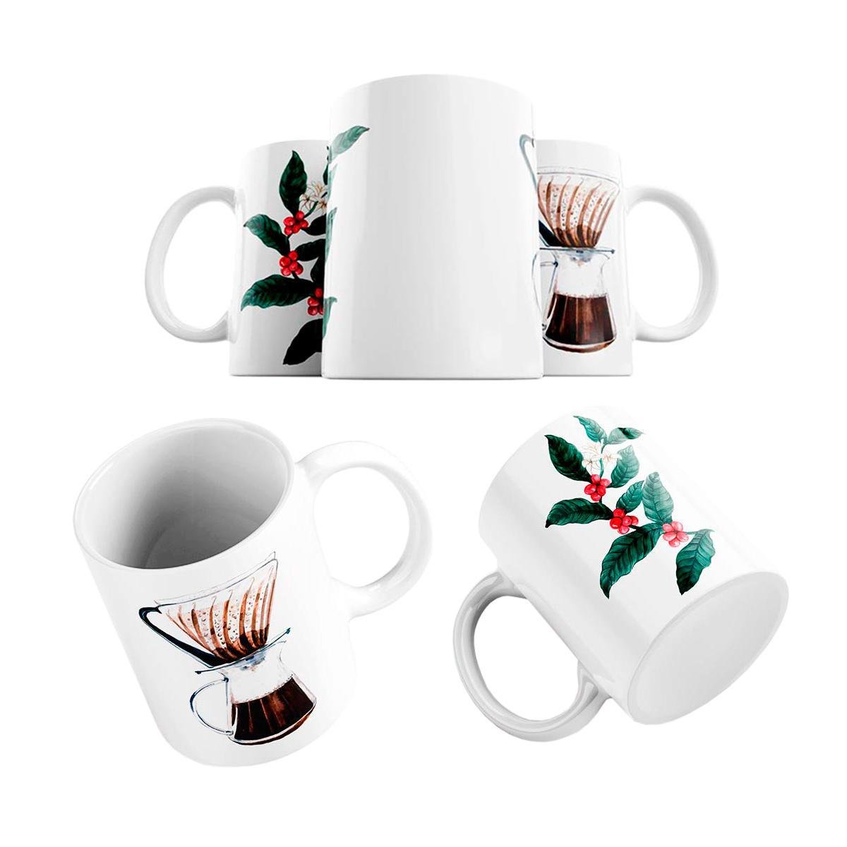 Caneca Cerâmica Elegante Café Em Pó E Guaraná Cozinha | MadeiraMadeira