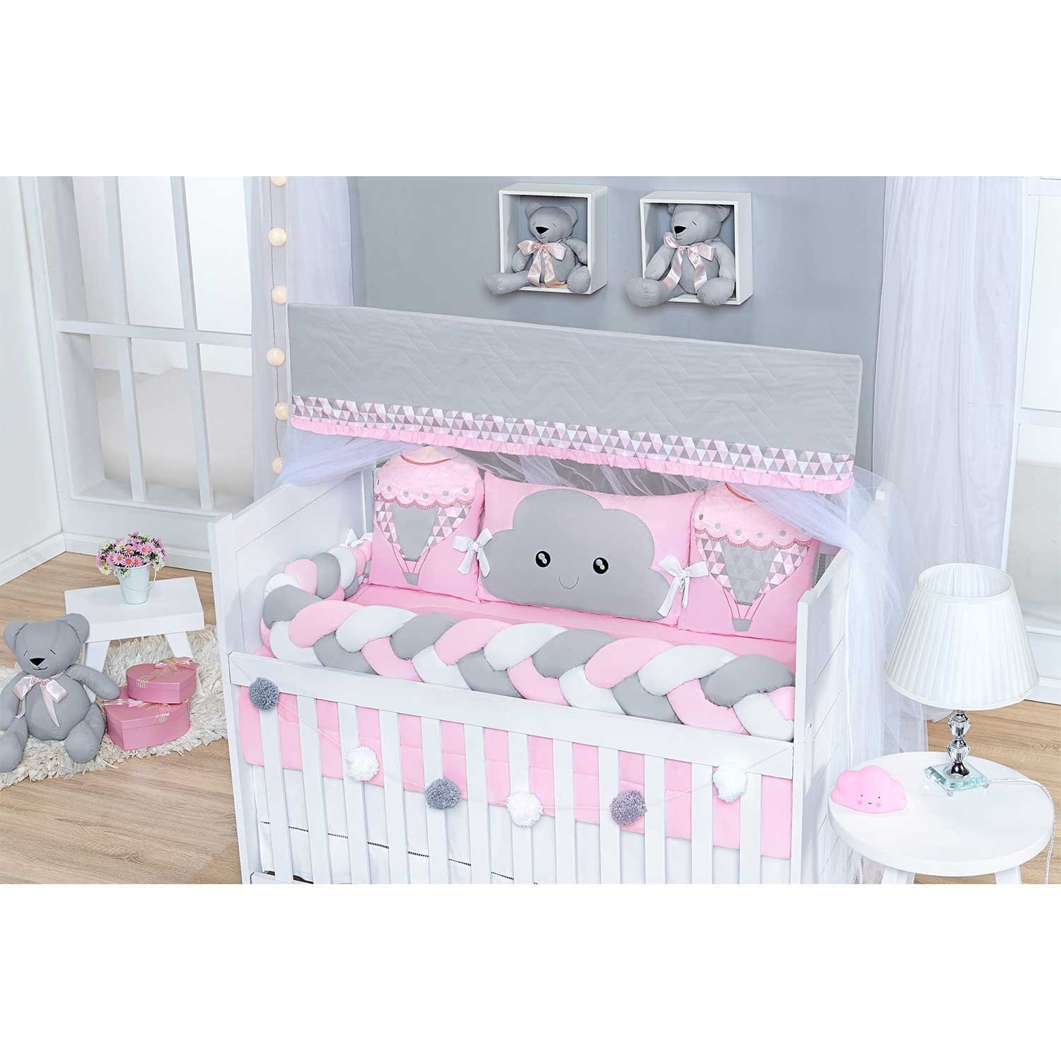 KIT BERÇO TRANÇA 10 PEÇAS PADRÃO AMERICANO ALGODÃO BALLOON 4R REF:66677 ...