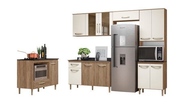 Kit Cozinha Compacta Completa Fit 2,50 M + Balcão Gabinete para Cooktop ...