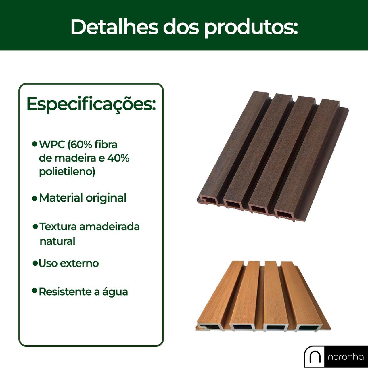 Painel Ripado em Barra 290x22cm (0,64m²) WPC Woopo | MadeiraMadeira