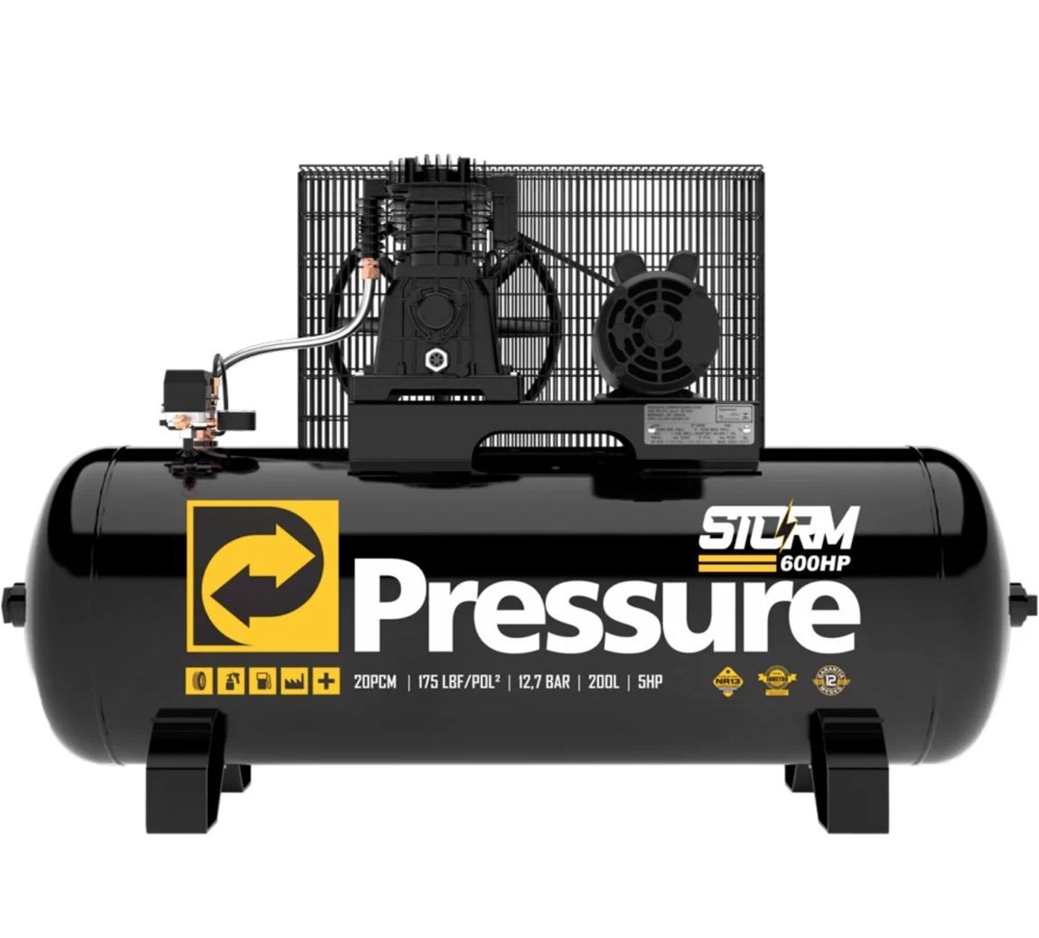 Compressor Ar Pressure STORM 600HP 20 PCM 175psi 200 litros 5Hp ...