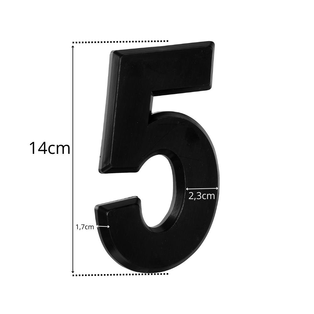 Número 5 Residencial Preto 14cm De Altura | MadeiraMadeira