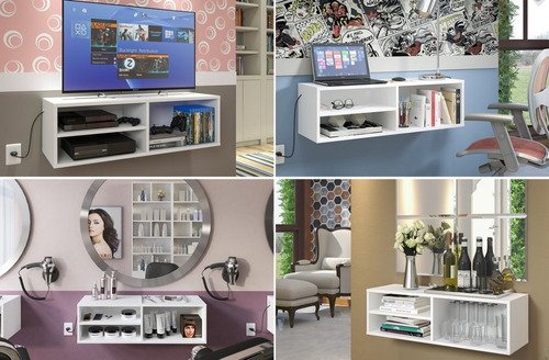 Suporte Notebook Home Branco De Parede Organizador | MadeiraMadeira