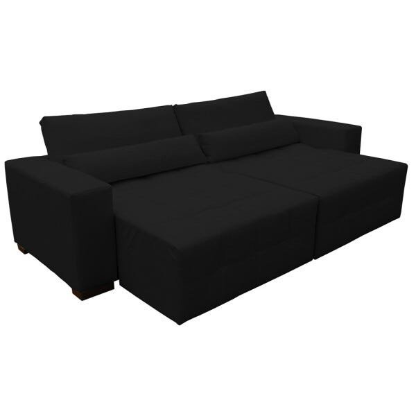 Sofá Retrátil 2,50M Sala de Estar Becky Linho Chumbo - Gran Belo ...