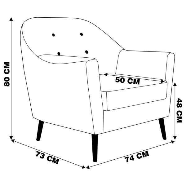 Poltrona Decorativa Sala de Estar Kyle Veludo Grafite - Gran Belo ...