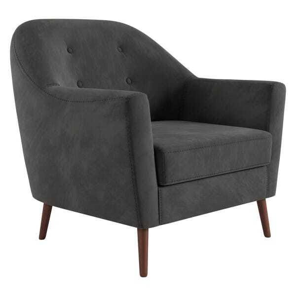 Poltrona Decorativa Sala de Estar Kyle Veludo Grafite - Gran Belo ...