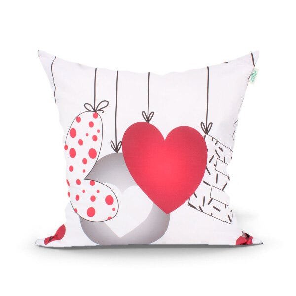 Almofada Love Branca Clássica Estampada 45cm x 45cm com Refil de ...