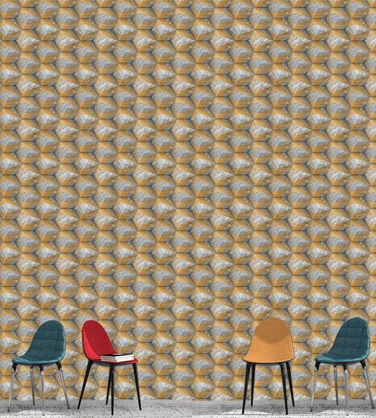 Papel De Parede Para Quarto Sala Simulando Marmore E Madeira Cinza Bege ...