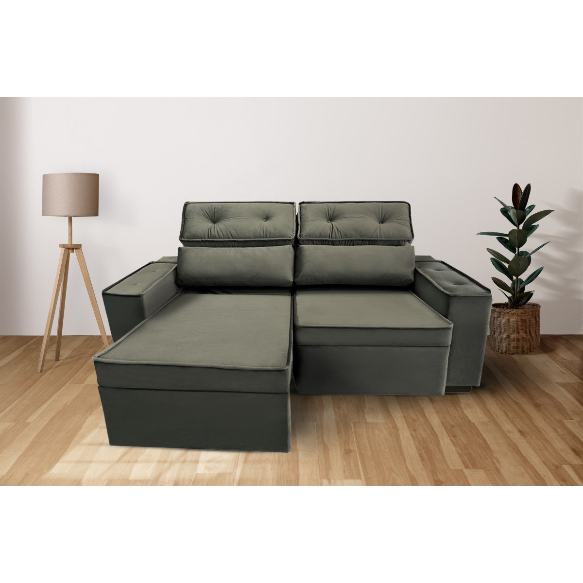 Sofá Retrátil e Reclinável 190 cm Esteban - Cinza | MadeiraMadeira