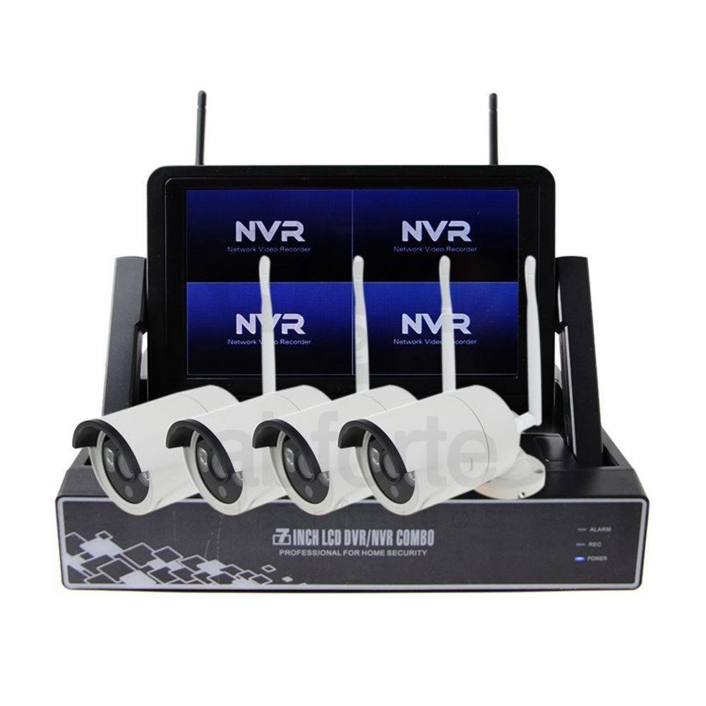 Kit central Monitoramento Dvr 4ch Sem Fio Tela 7p 4 cameras ...