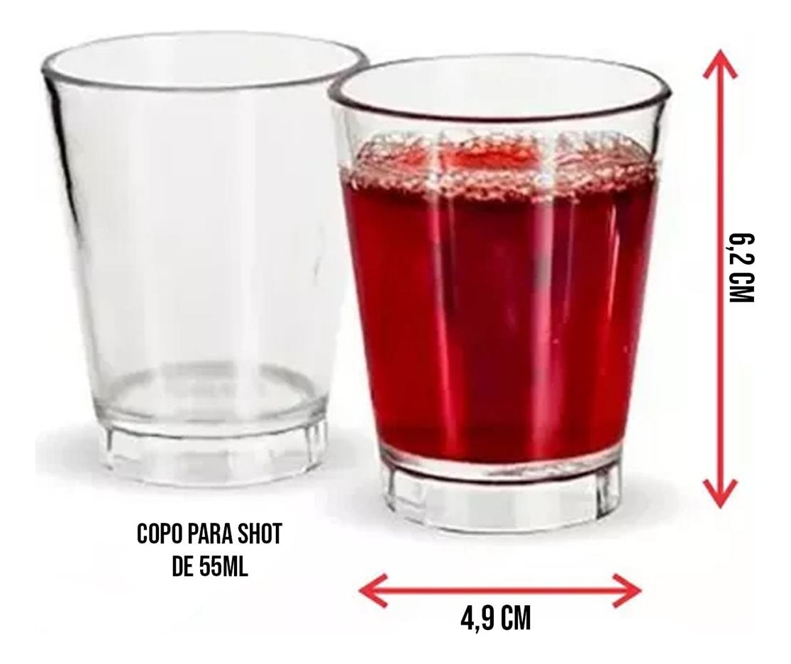 Kit com 50 Copo Shot Aperitivo Licor Drink Acrílico Cristal ...
