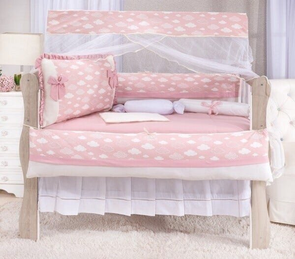 Kit Berço Menina Sonho Rose 10 Peças 100% Algodão | MadeiraMadeira