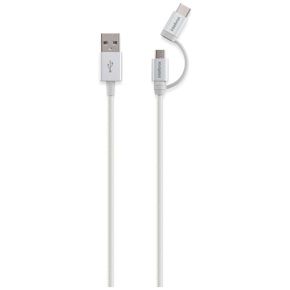 Cabo USB para Micro USB + USB-C 1,5m Nylon EUABC 15NB Intelbras ...