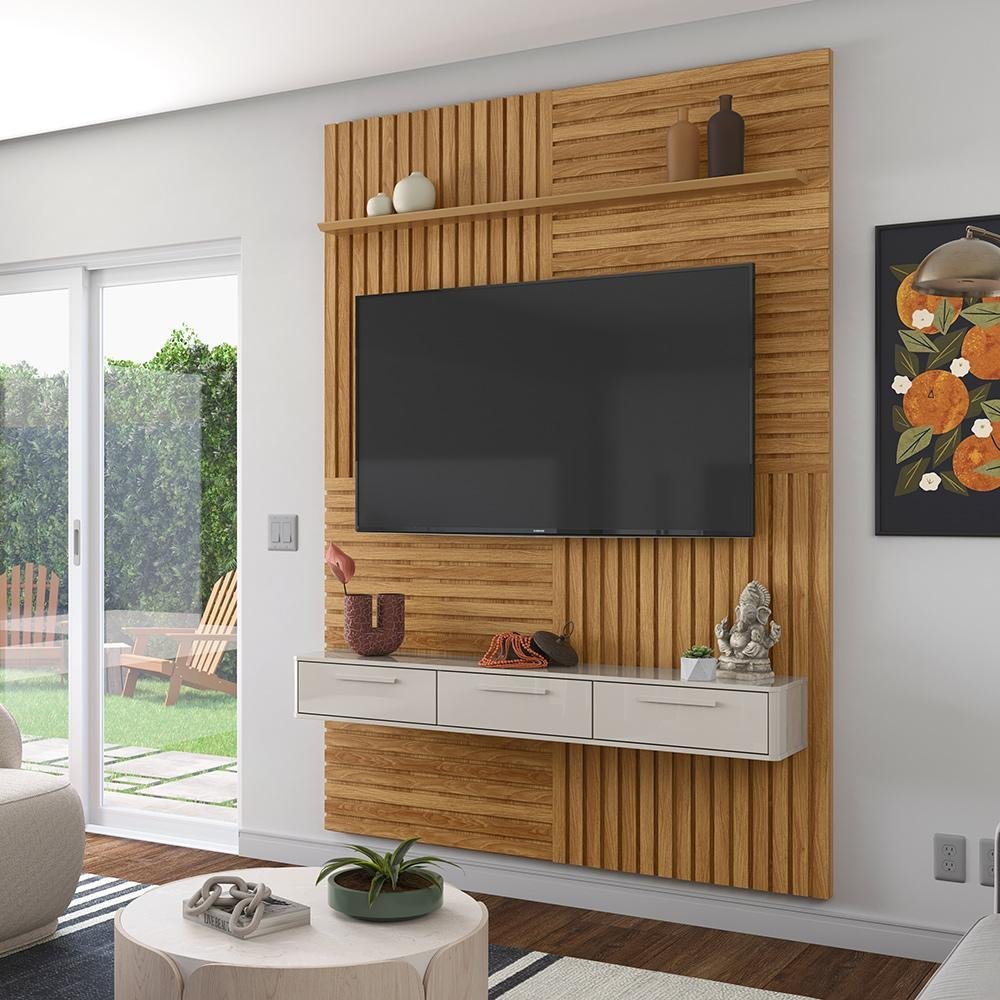 Painel Ripado Tv Até 70 Polegadas Com 3 Portas 1,77m Sierra Lukaliam ...