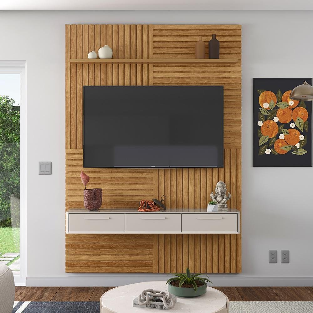 Painel Ripado Tv Até 70 Polegadas Com 3 Portas 1,77m Sierra Lukaliam ...