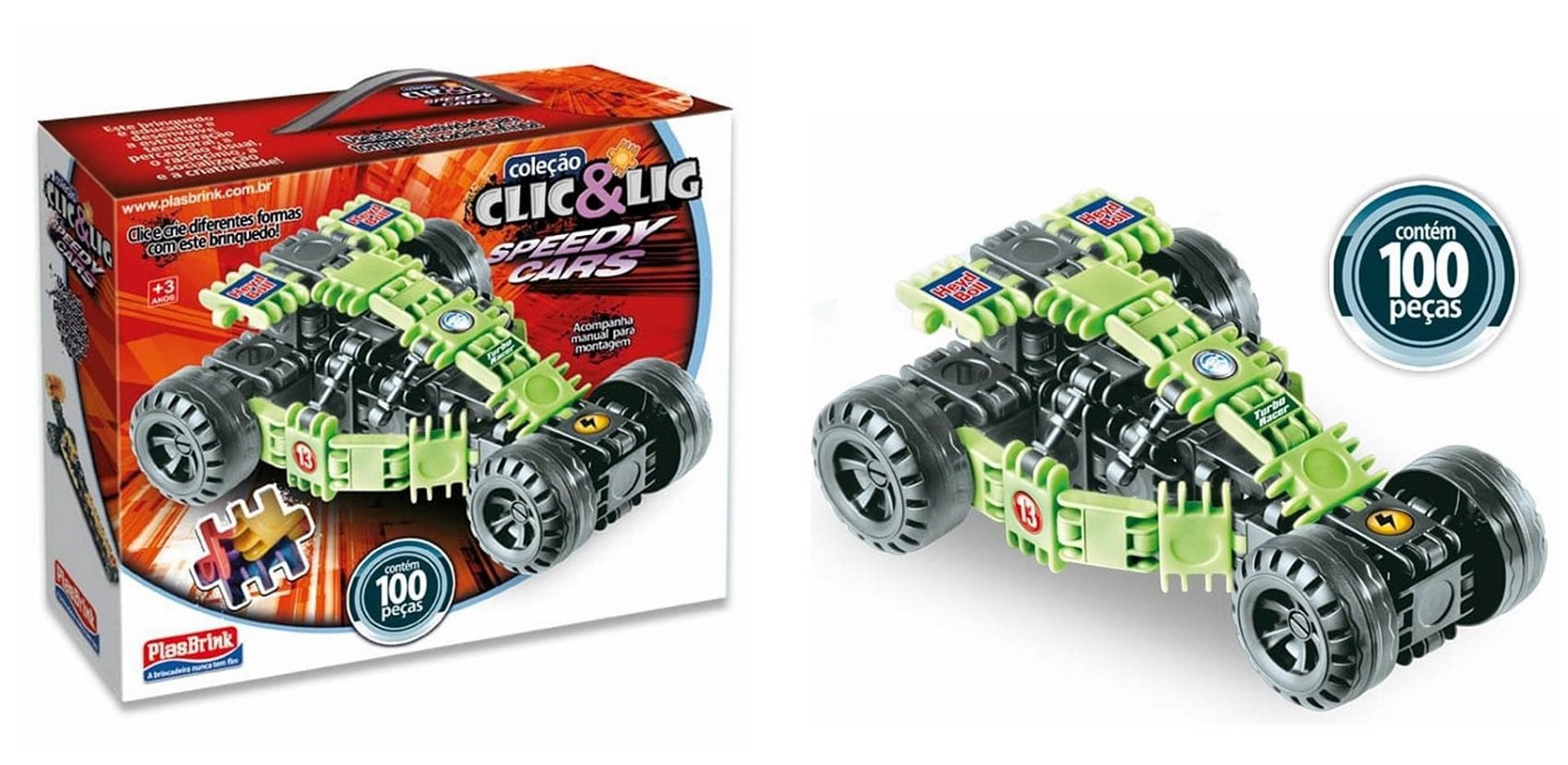 Carrinho de Brinquedo Clic & Lig Brinque e Leia Speedy Cars Para Montar ...
