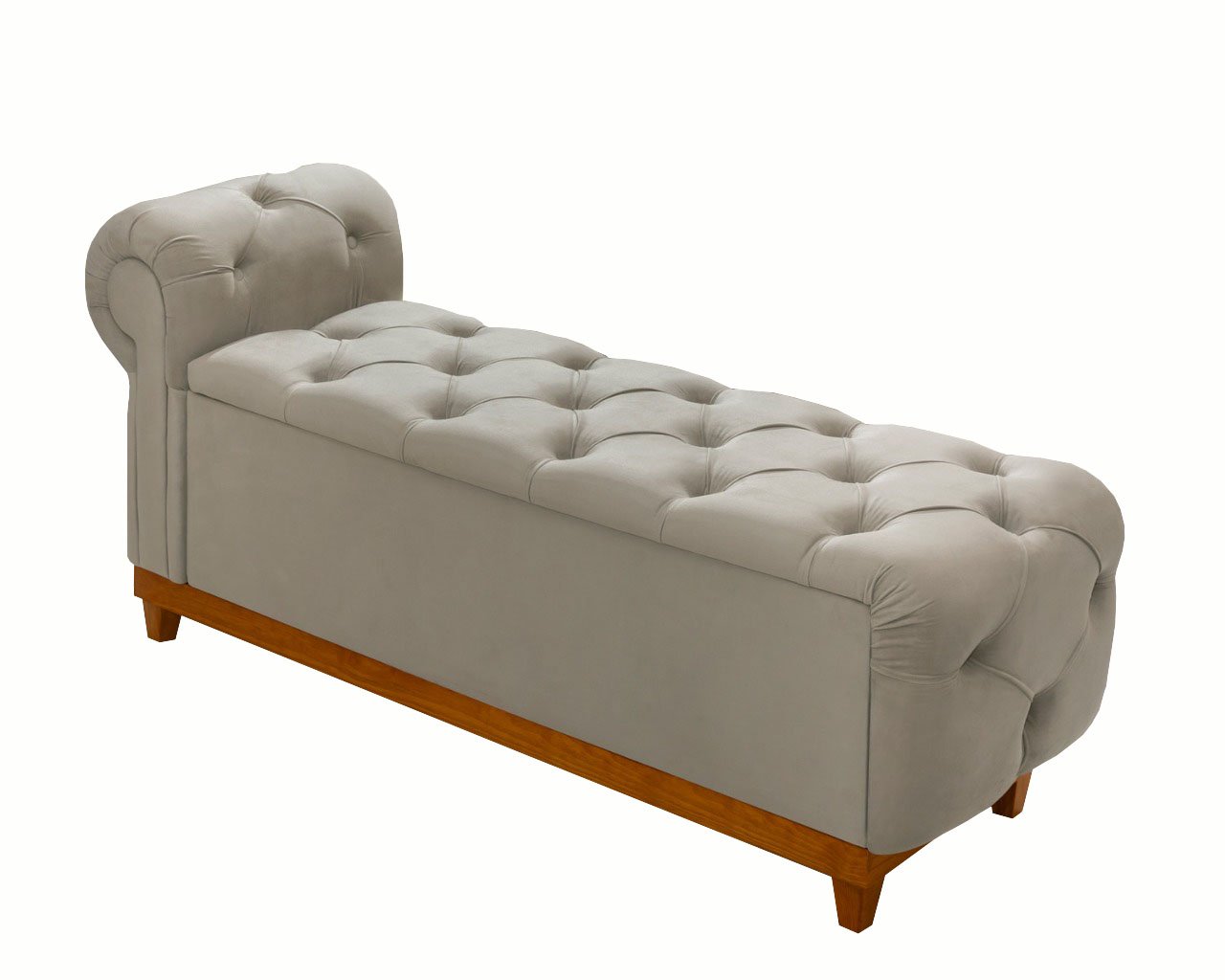 Recamier Divã Báu Para Cama Casal Bella Com Pés Em Madeira - Bege ...
