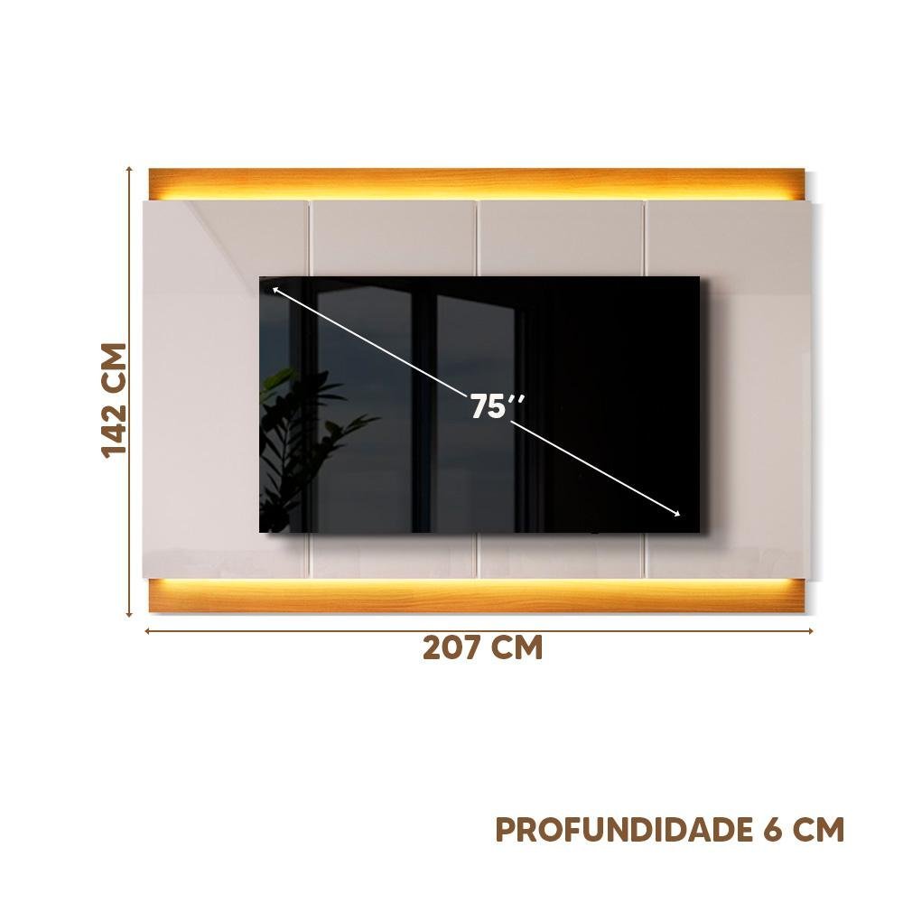Painel para Sala de Tv de 75 Polegadas - Marrom e Off White ...
