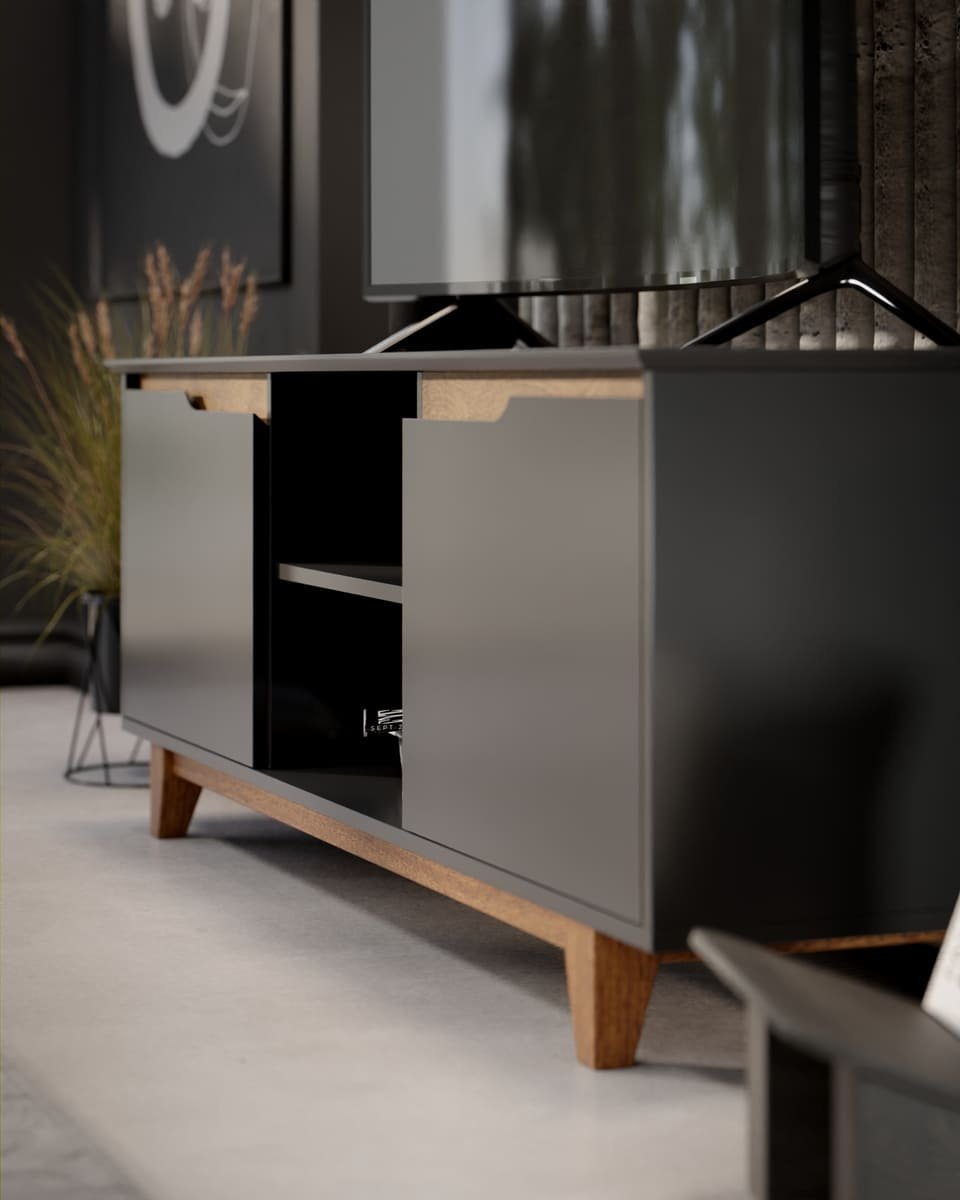 Rack Cinza Chumbo P/ Tv 32 À 55 Polegadas Bancada Luxuosa Moderna com ...