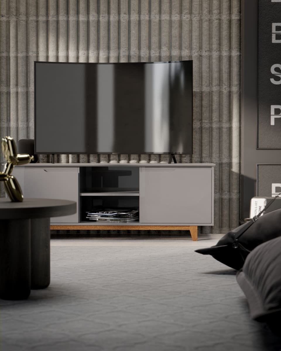 Rack Cinza Chumbo P/ Tv 32 À 55 Polegadas Bancada Luxuosa Moderna com ...