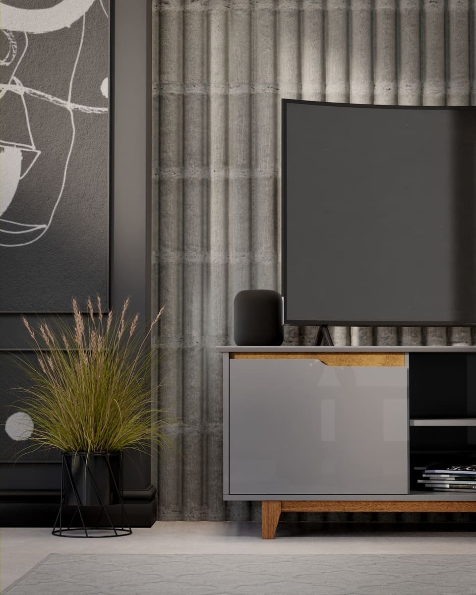 Rack Cinza Chumbo P/ Tv 32 À 55 Polegadas Bancada Luxuosa Moderna com ...
