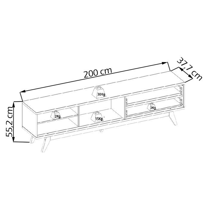 Bancada Rack para Tv 75 Polegadas 200 Cm Veneza Freijo Off White Matte ...