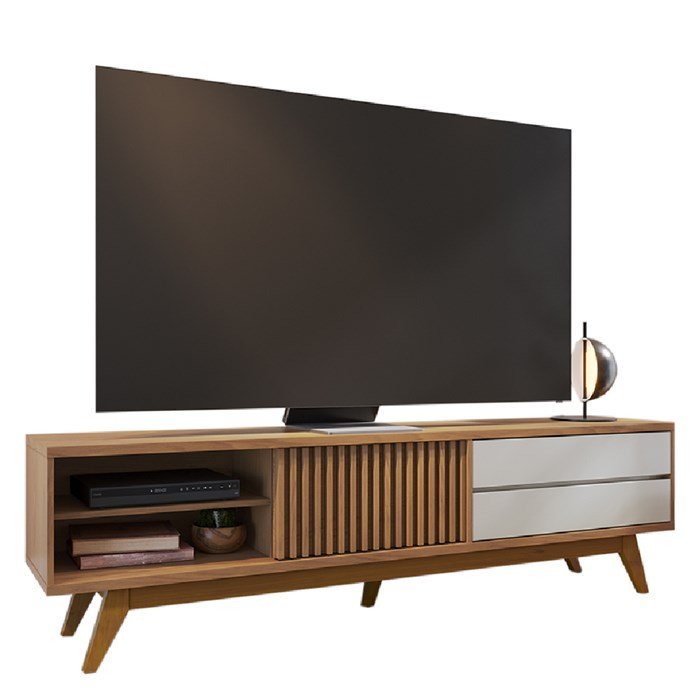 Bancada Rack para Tv 75 Polegadas 200 Cm Veneza Freijo Off White Matte Clb | MadeiraMadeira