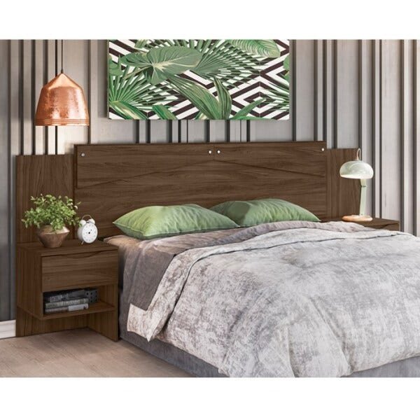 Cabeceira Extensível Com Mesa de Cabeceira Veneza Wengue Moval ...