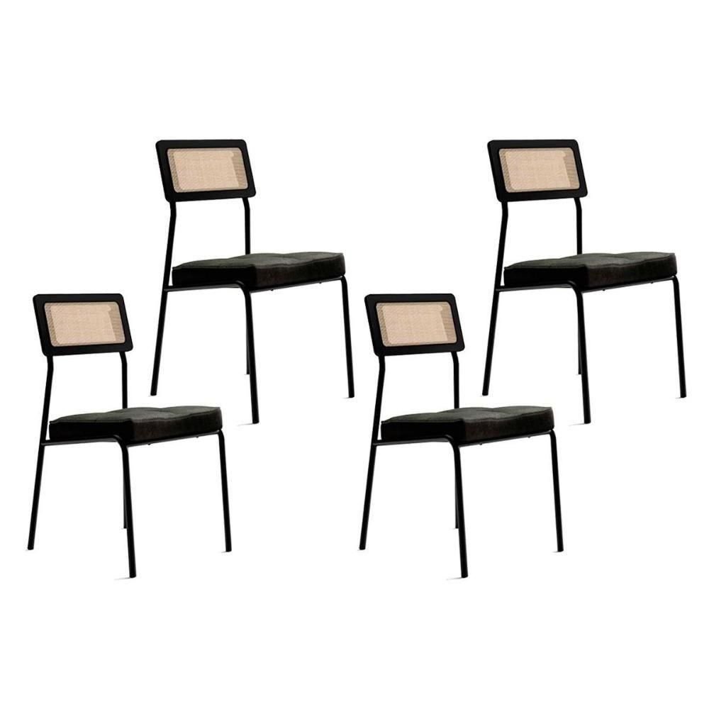 Cadeira de Cozinha 1741 Kit 4 Uni Preto Grafite Preto | MadeiraMadeira